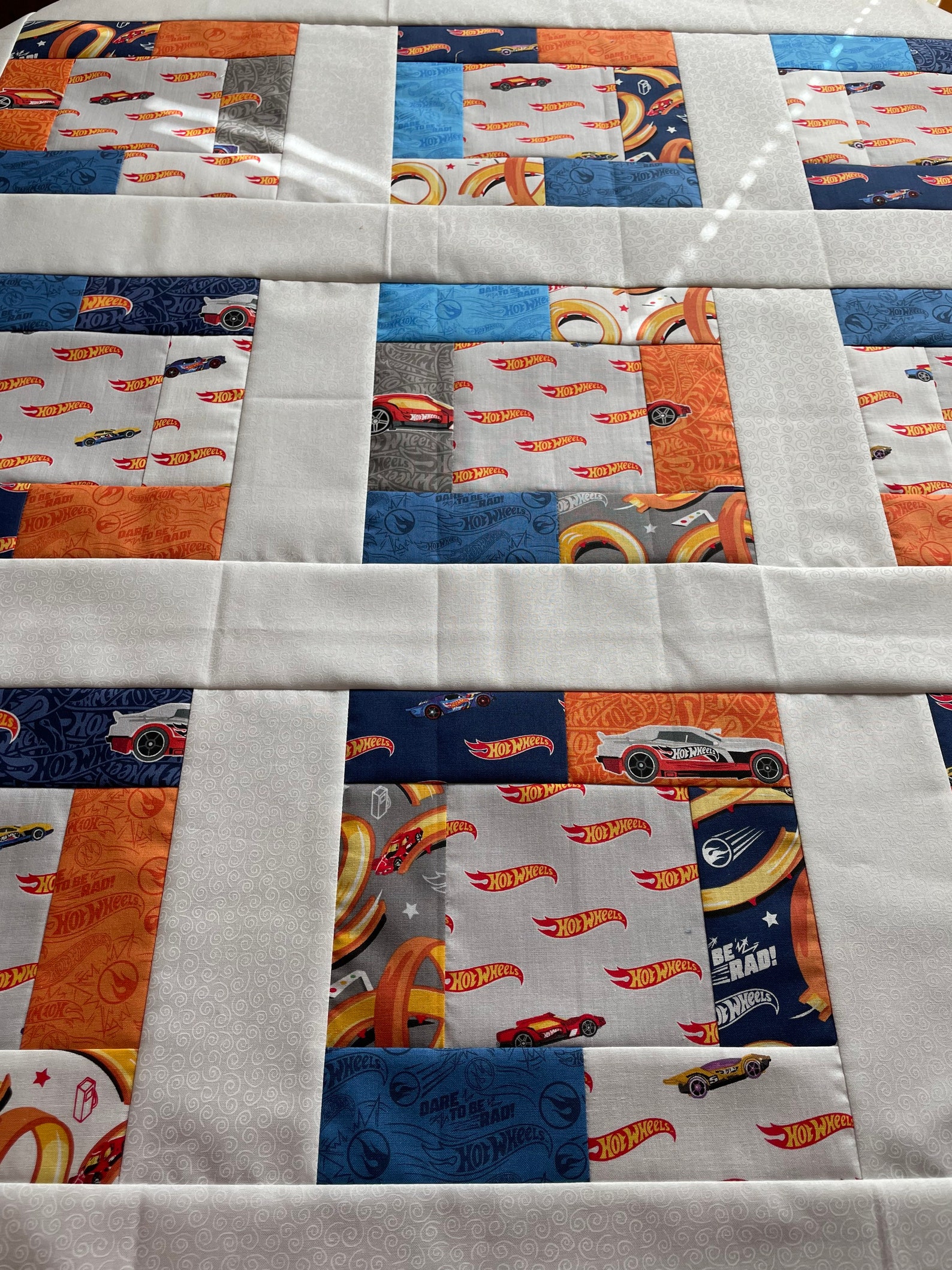 Race Car Fabric Unfinished Quilt Top 38 Inch Riley Blake - Etsy