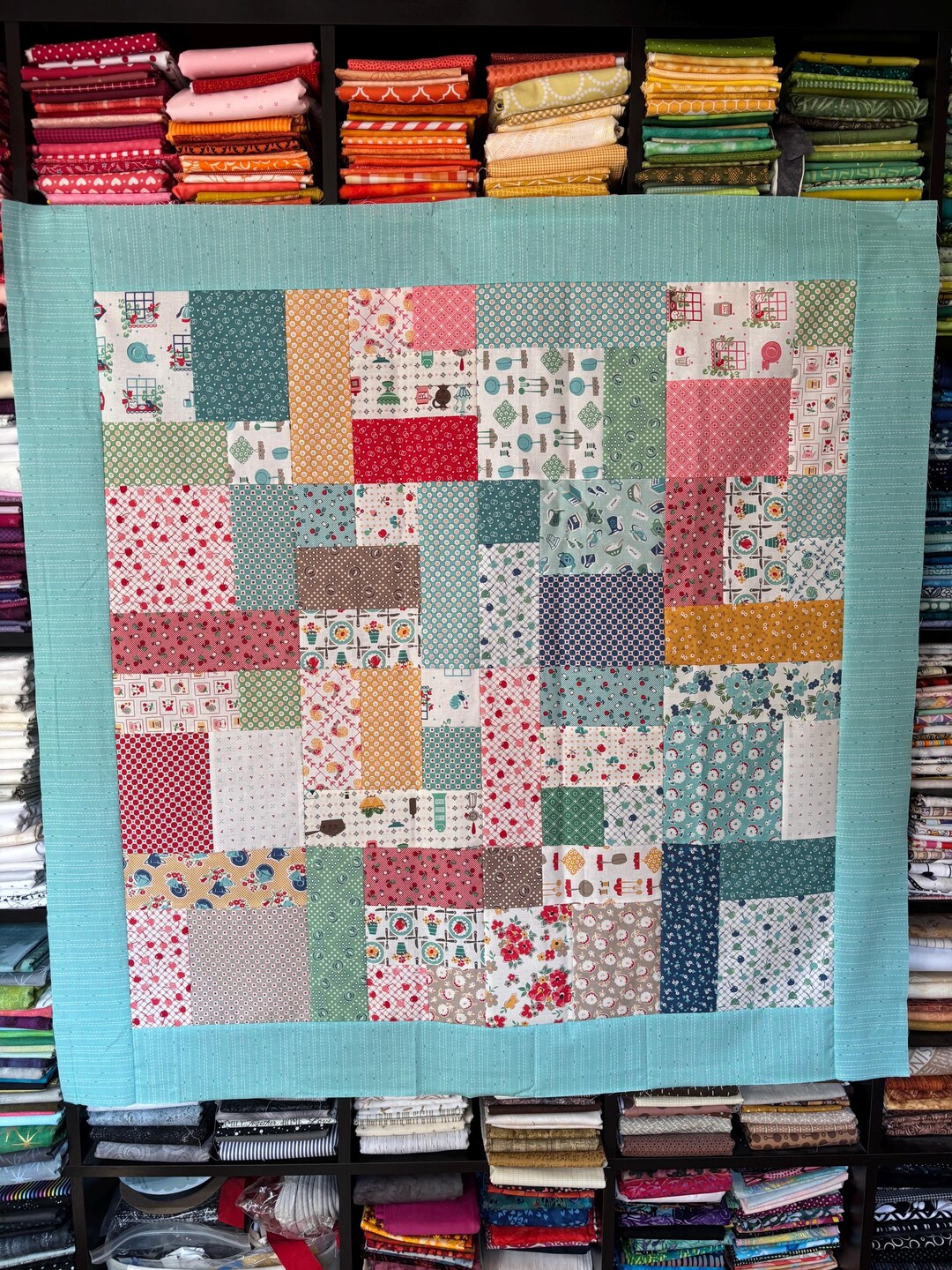 Cook Book by Lori Holt Fabric Quilt TOP, UNFINISHED, 42 Inch, Baby ...