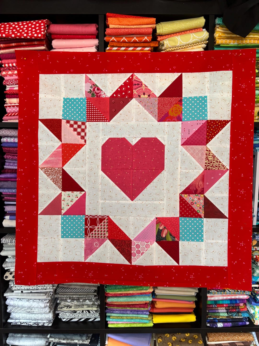 Hearts Scrappy Red and Pink Quilt Top UNFINISHED, Ready to Quilt ...