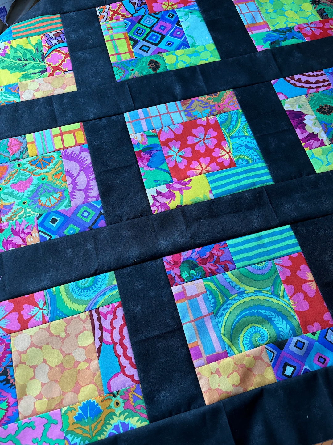 Kaffe Fassett Fabric Quilt TOP, Free Spirit, UNFINISHED, 38 Inch Square ...