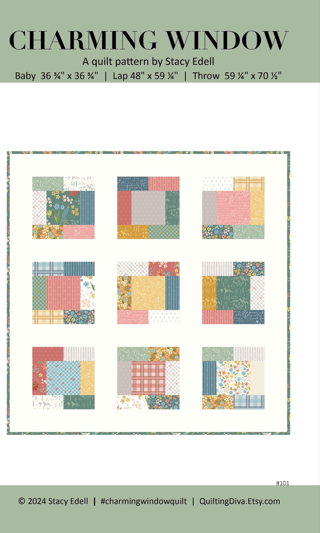 Charming Window Quilt Pattern by Stacy Edell, DIGITAL DOWNLOAD ...