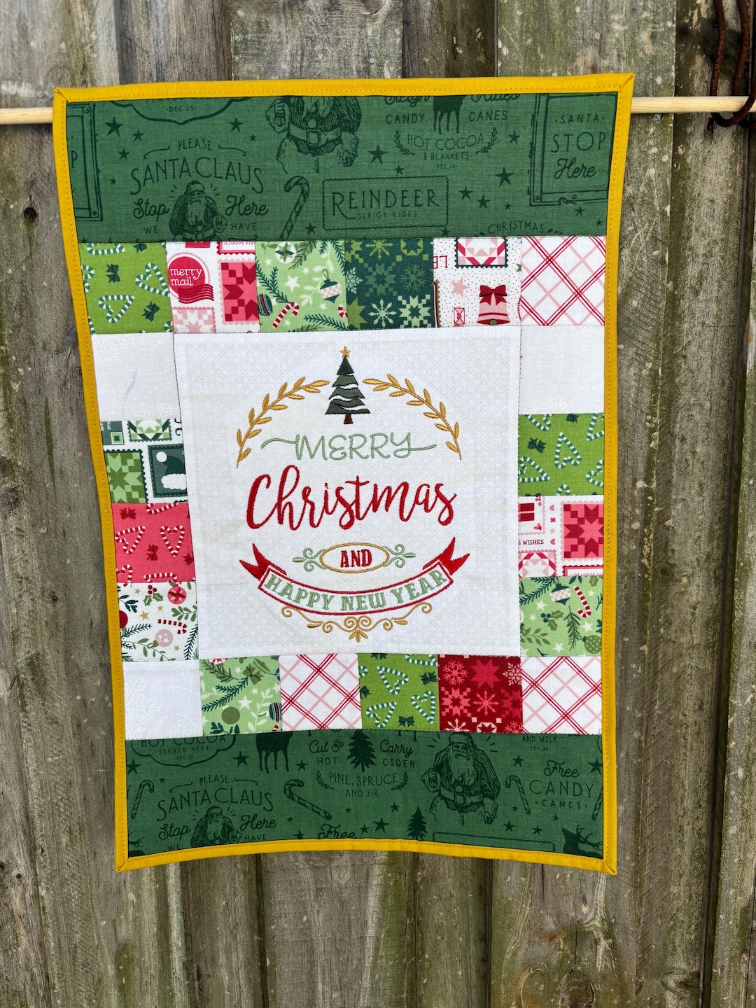Merry Christmas Mini Quilt, Quilted Wall Hanging, Happy New Year ...