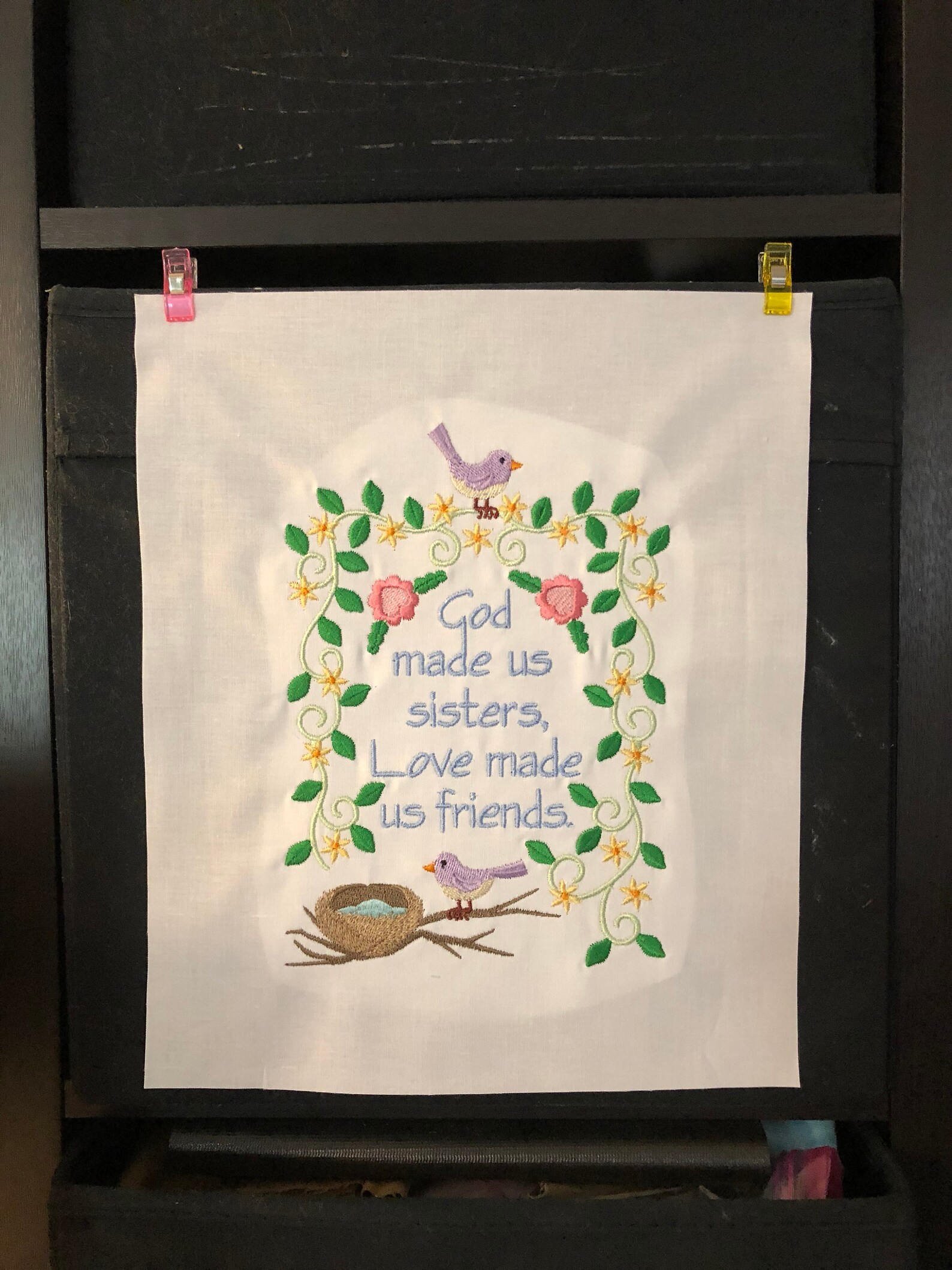Sisters Embroidered Quilt Block, Ready to Sew or Frame 10 X 12 Inch ...