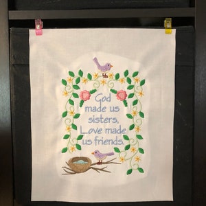 Sisters Embroidered Quilt Block, Ready to Sew or Frame 10 X 12 Inch ...