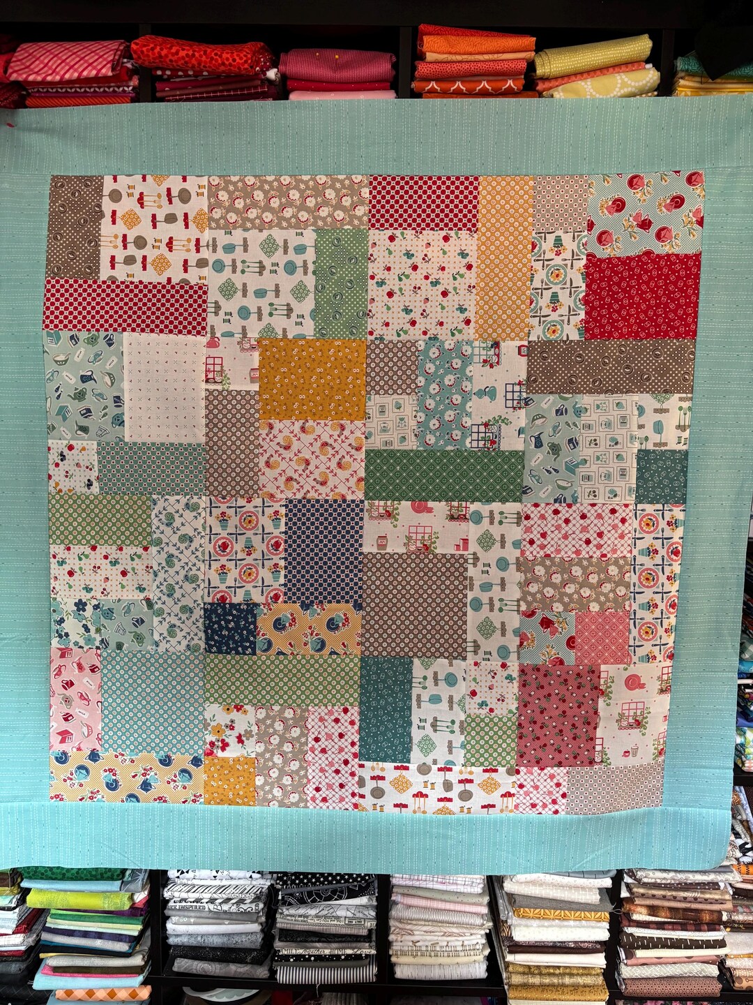 Cook Book by Lori Holt Fabric Quilt TOP, UNFINISHED, 42 Inch, Baby ...
