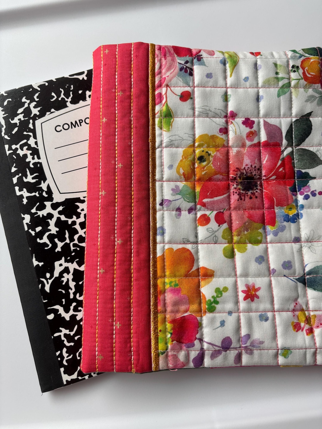 Wildflower Quilted Fabric Composition Notebook Cover, Standard, Handmade, School Supply, Gift ...