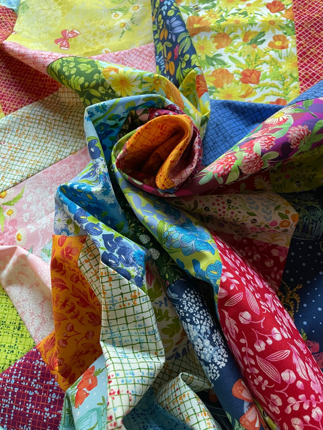 Unfinished Quilt Top Wild Blossoms by Robin Pickens for Moda, Lap Quilt ...