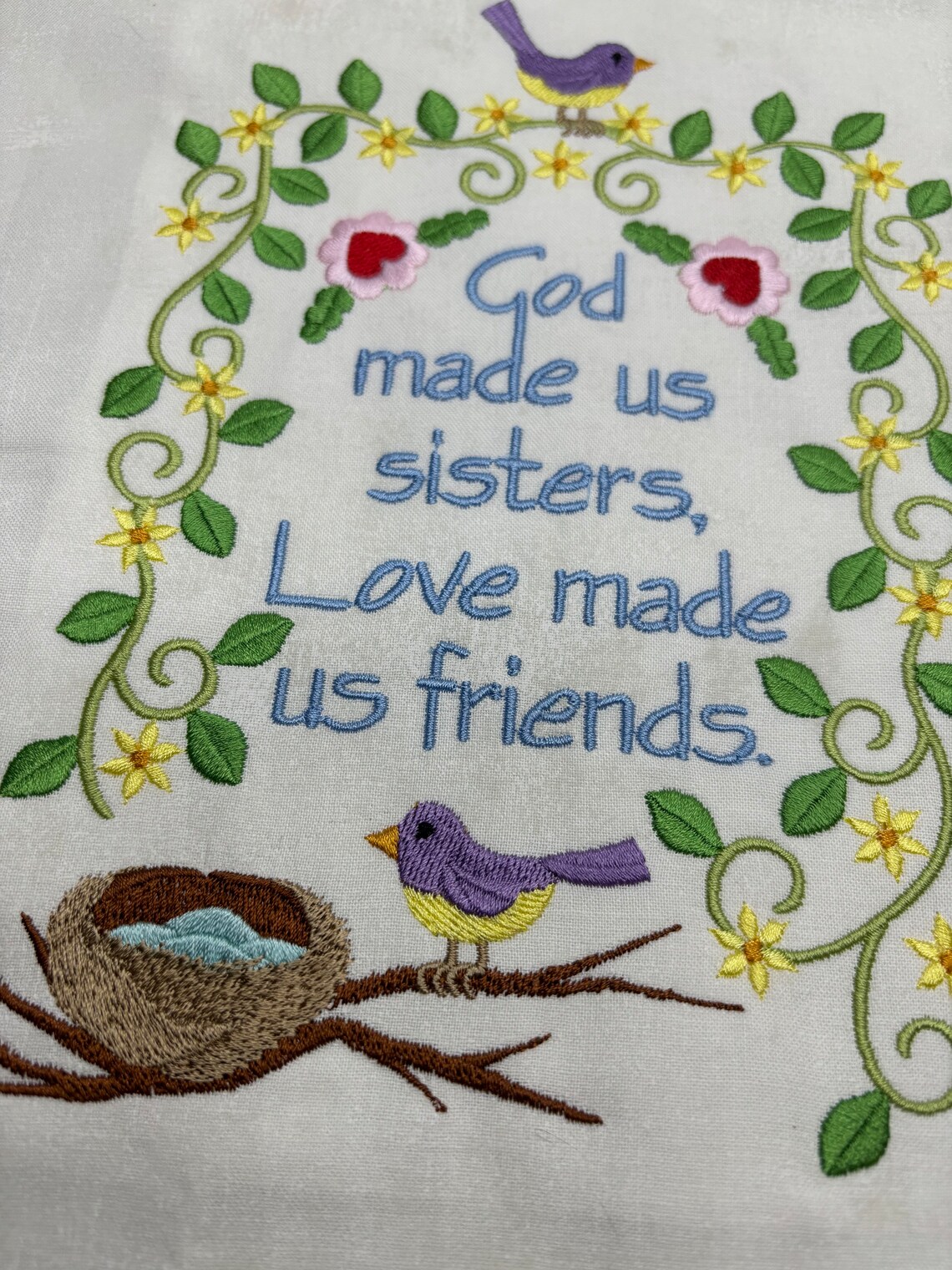 Sisters Embroidered Quilt Block, Ready to Sew or Frame 10 X 12 Inch ...