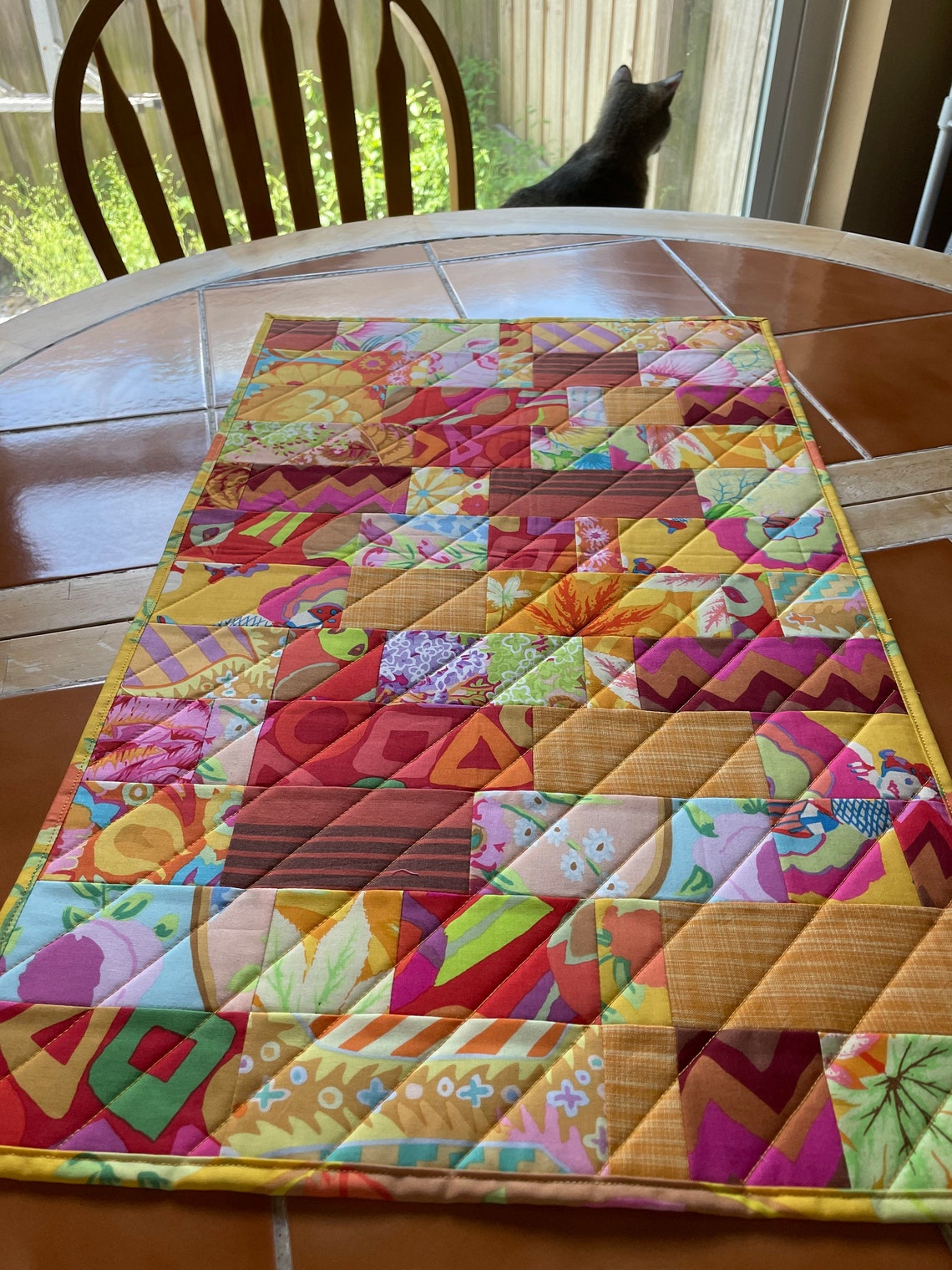 Kaffe Fassett Scrappy Quilted Table Runner 25 x 15.5 inch | Etsy