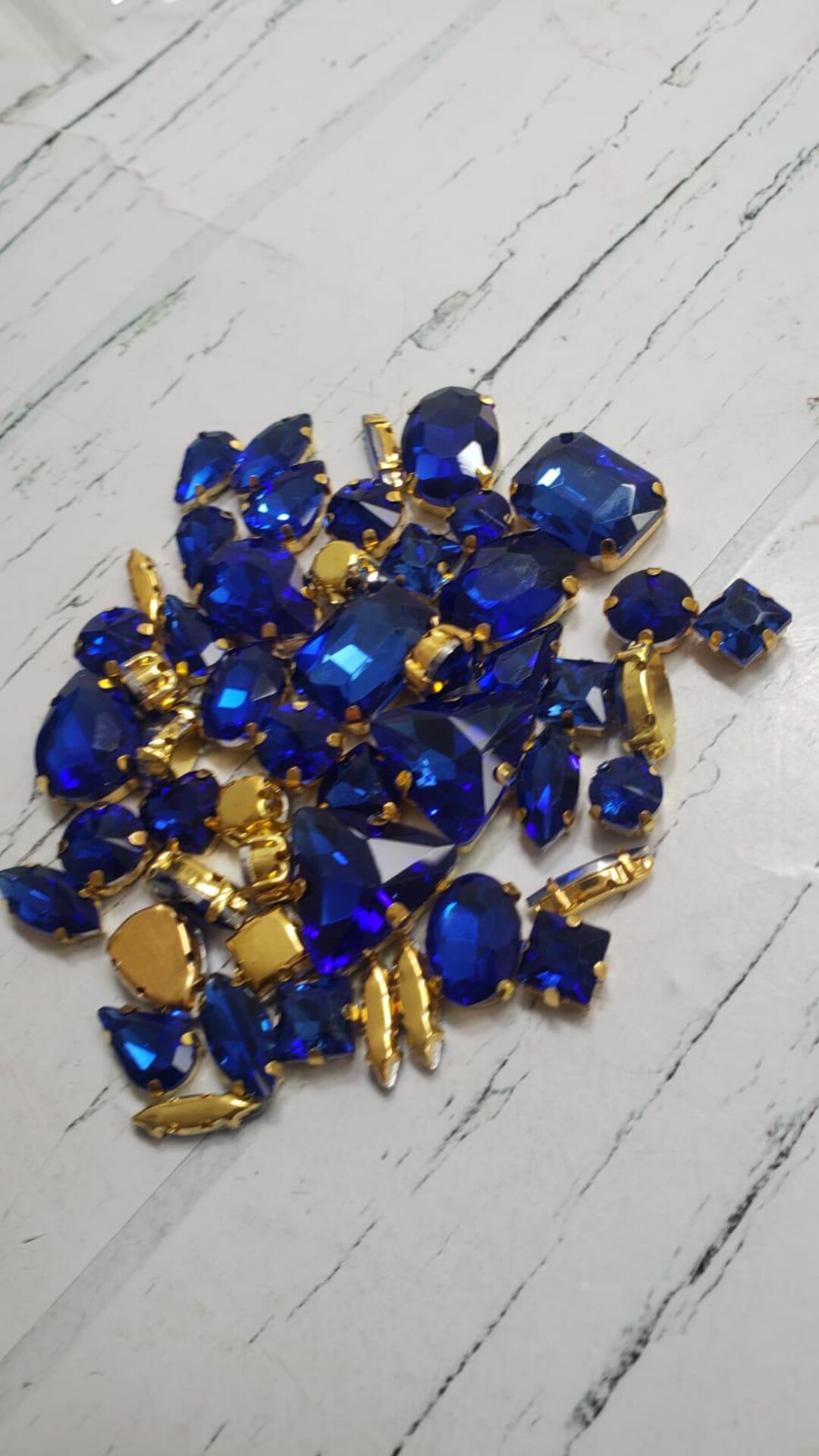 Royal Blue Mixed Pack Rhinestones Gold Base 50 Pieces - Etsy