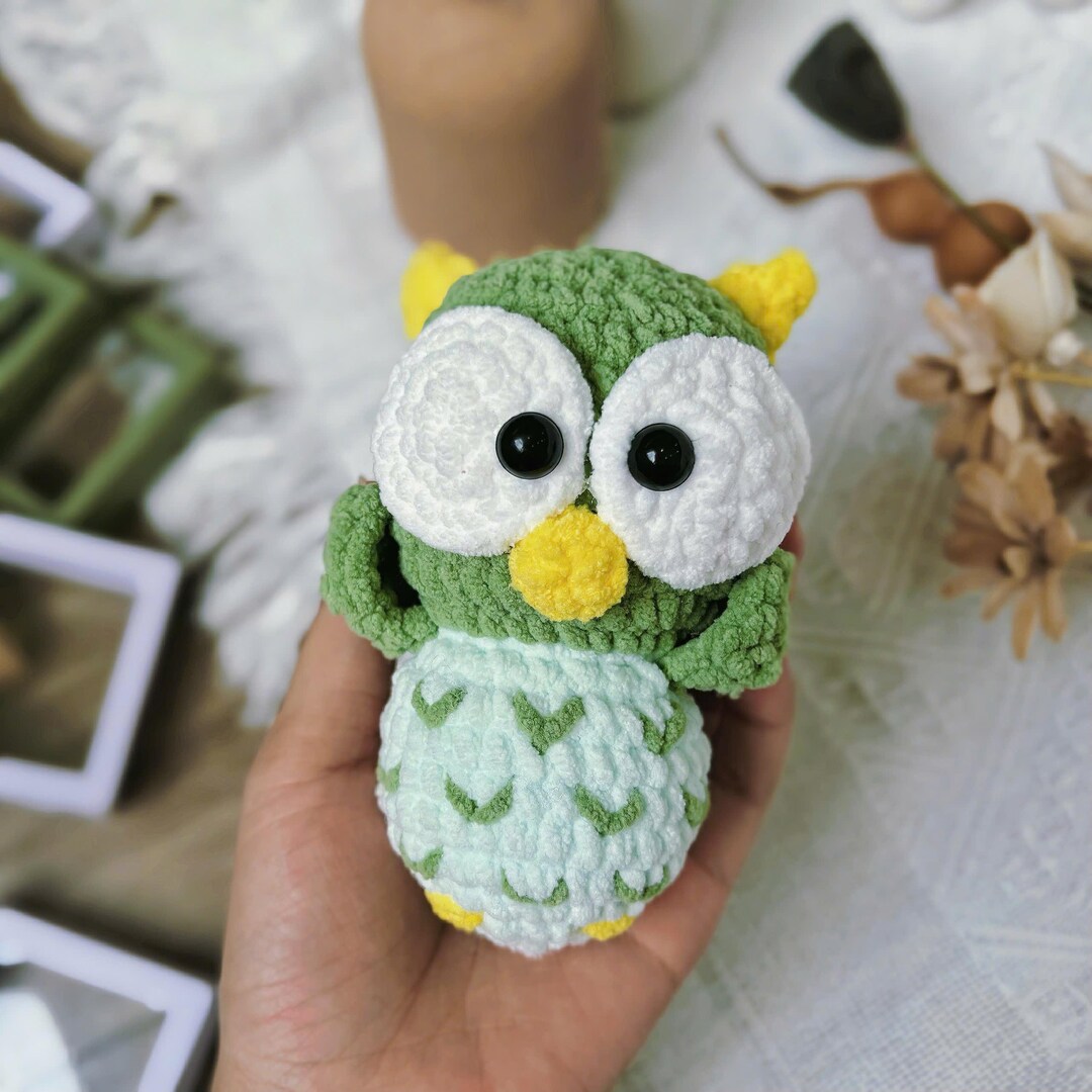 Crochet Duolingo Owl, Owl Plushie, Handmade Crochet, Emotional Support ...