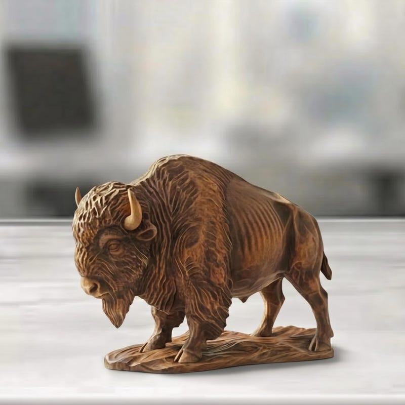Carved Bison Figurines - Etsy
