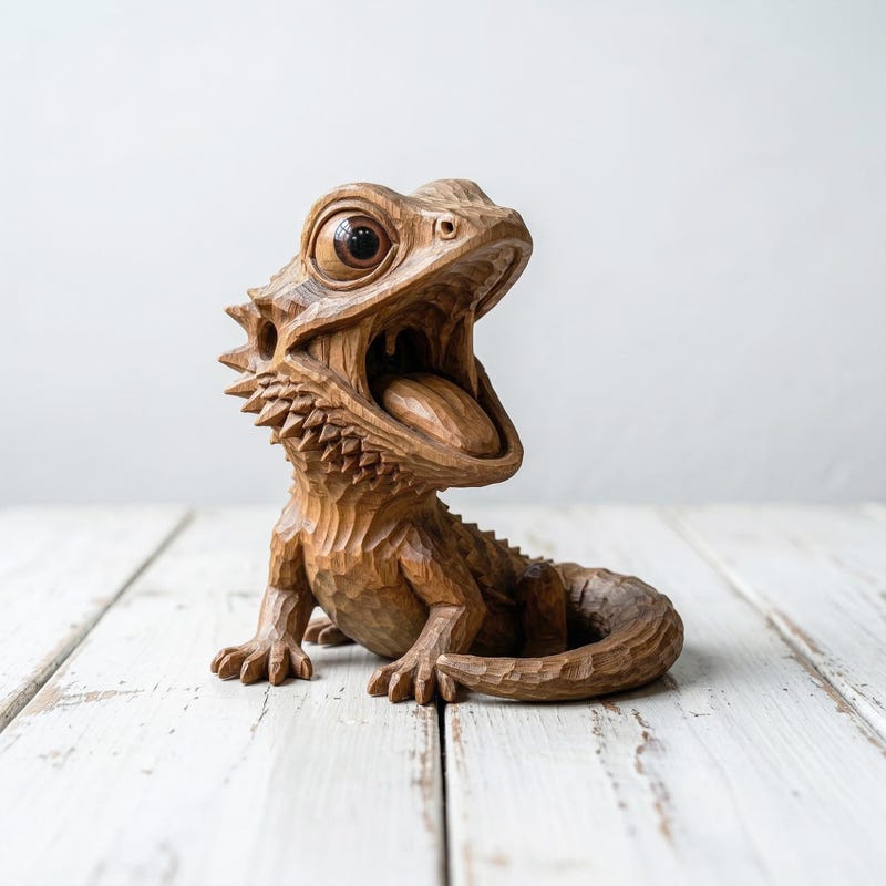 Wooden Reptile Statue - Etsy