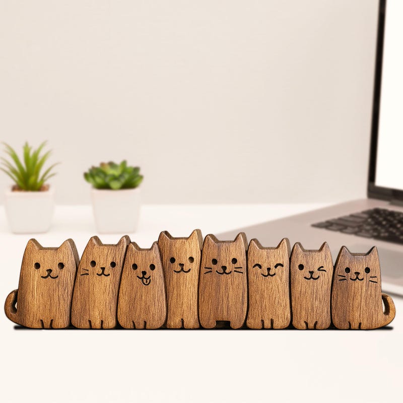 Wooden Cat Figurine - Etsy