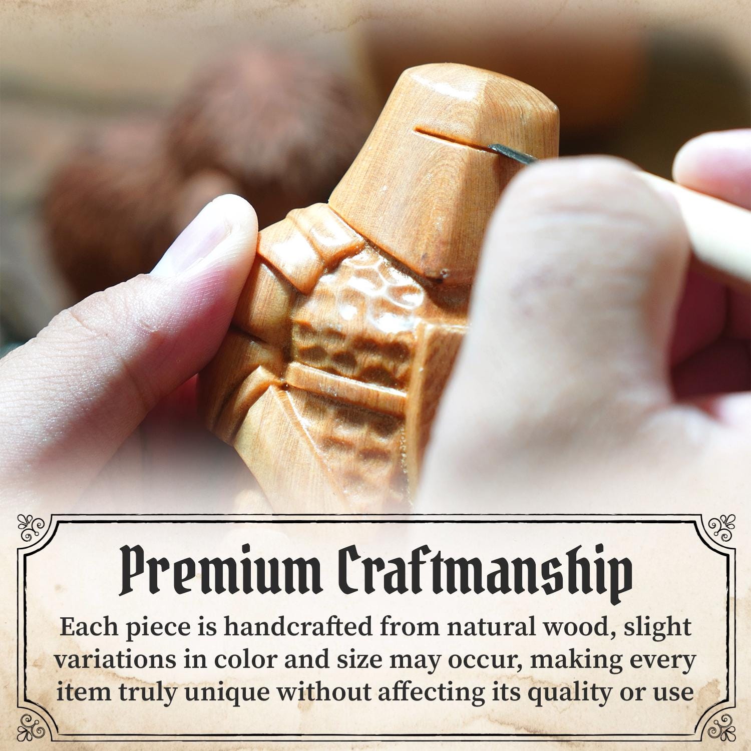 Hand Carving Wooden Knight Figurine Desk Decor Cute Mini Wood Medieval ...