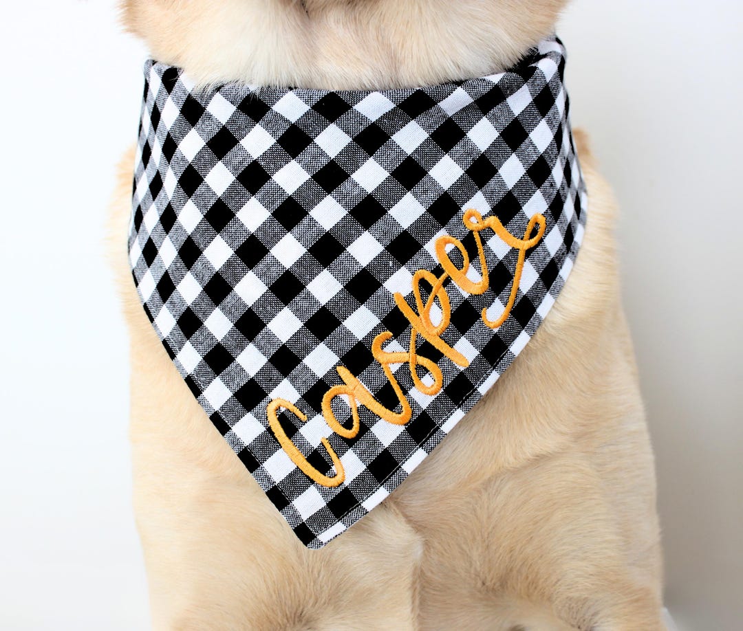 Fall Gingham Bandana for Dogs, Personalized Pet Bandana, Embroidered ...