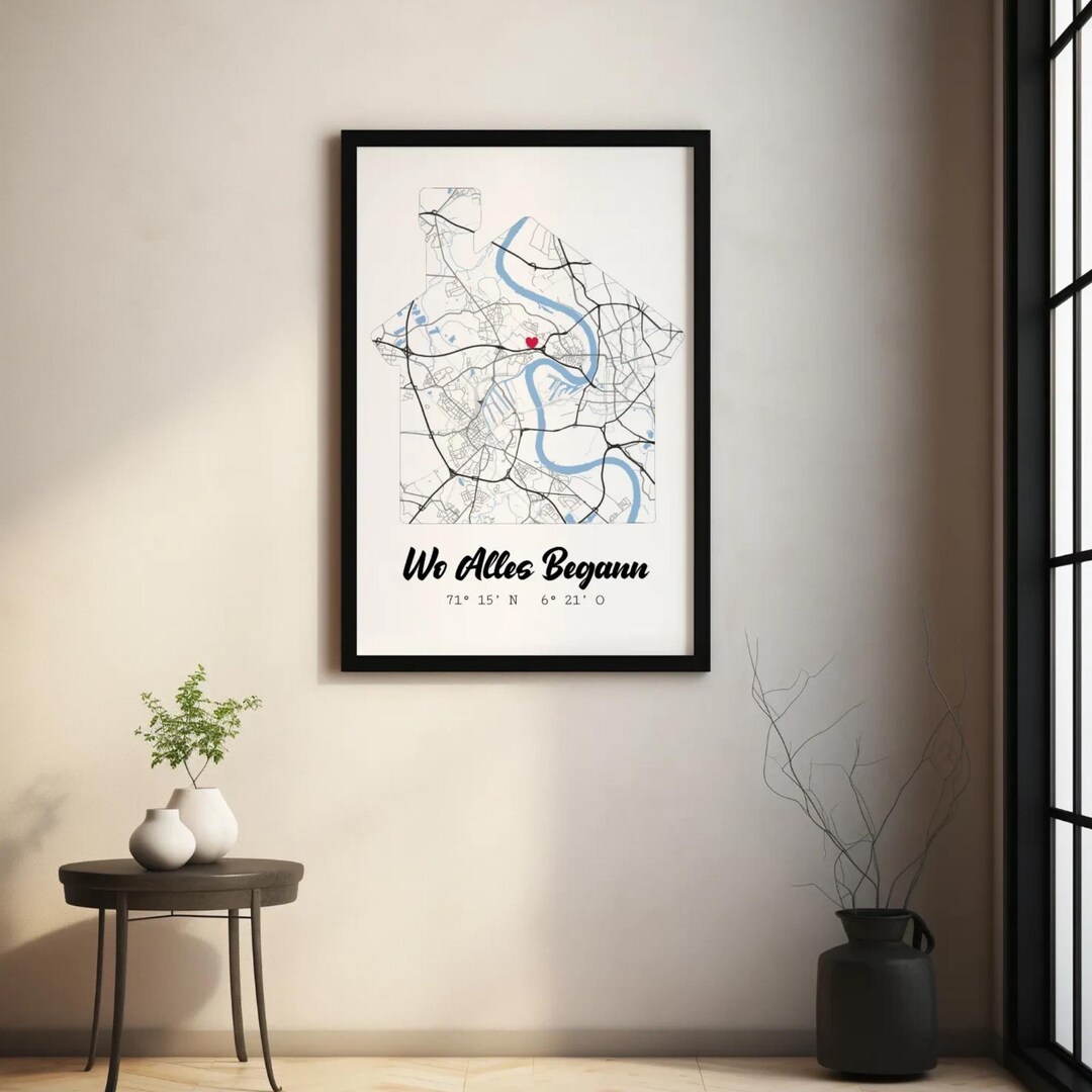 Map, Where It All Began Poster, Coordinates Picture, Where We Met Heart ...