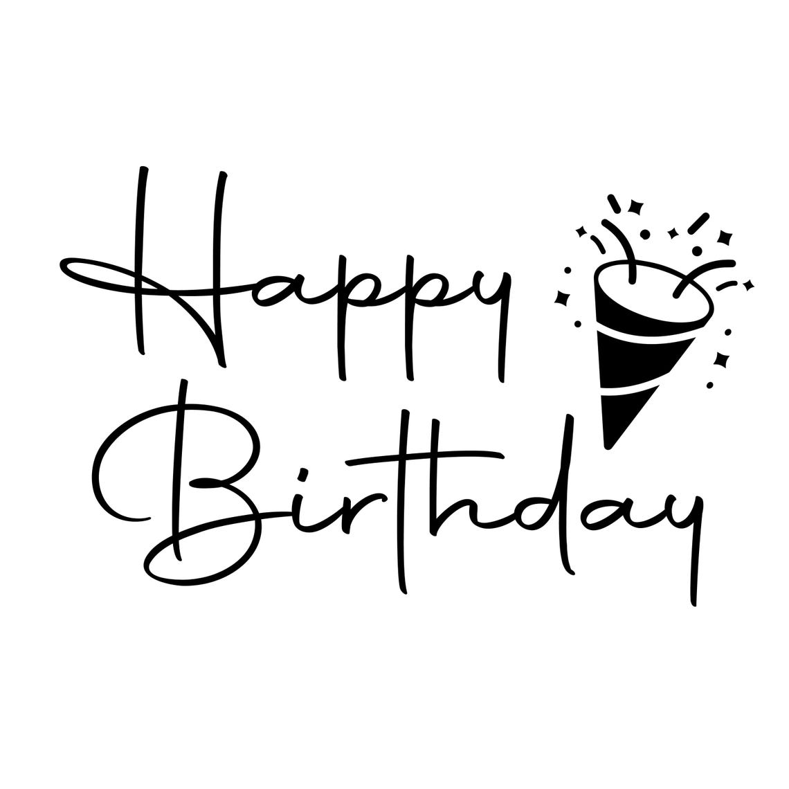 Happy Birthday Svg, Happy Birthday Script, Happy Birthday Stencil ...