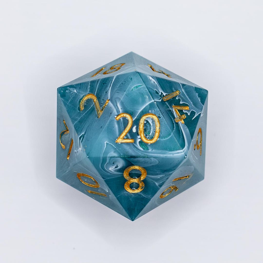Poseidon - Royal Blue & White Wave Dnd 35mm Dice Chonk - Etsy