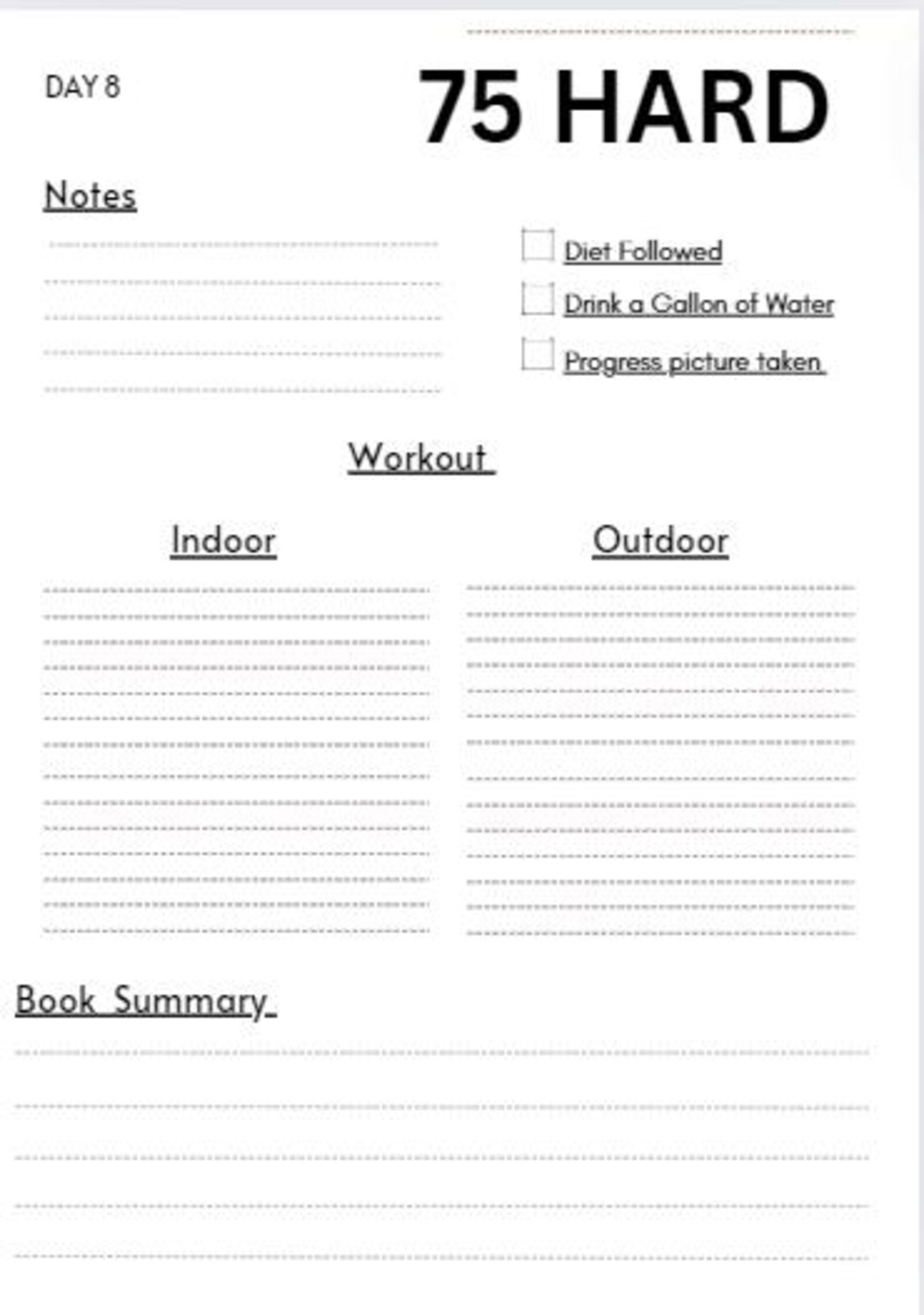 75 HARD Challenge Tracking Journal - Etsy
