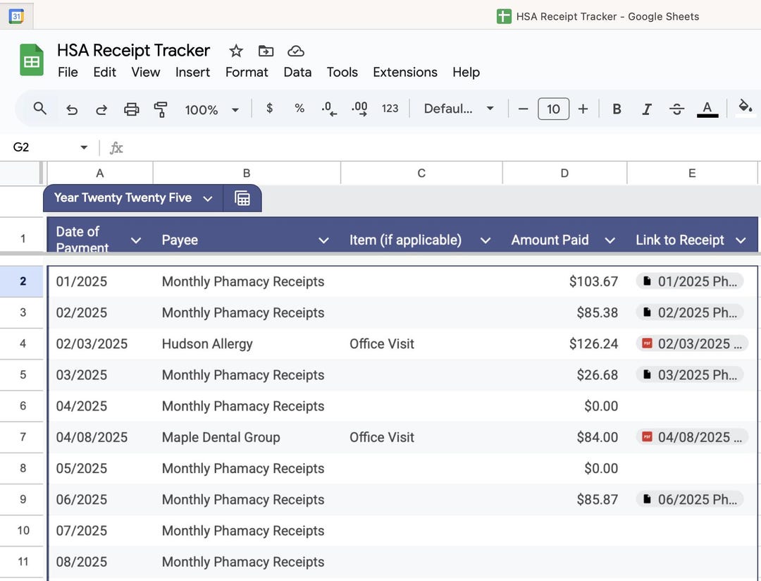 HSA Receipt Tracker / Organizer - Etsy