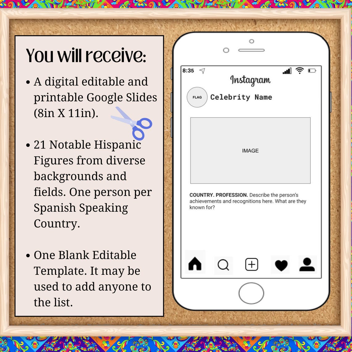 Editable Hispanic Heritage Month Instagram Profiles Bulletin Board ...