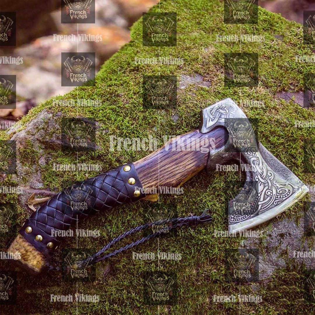French Ragnar Inspired Viking Forged Axe, Bearded Carbon Steel Hatchet ...
