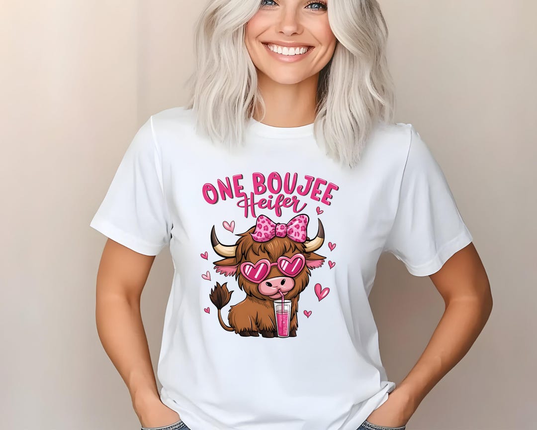 One Boujee Heifer Shirt, Valentines Day, Highland Cow Shirts, Heifer ...