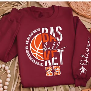 Personalized Basketball Sweatshirt, Team Mascot Sweatshirt With Name ...