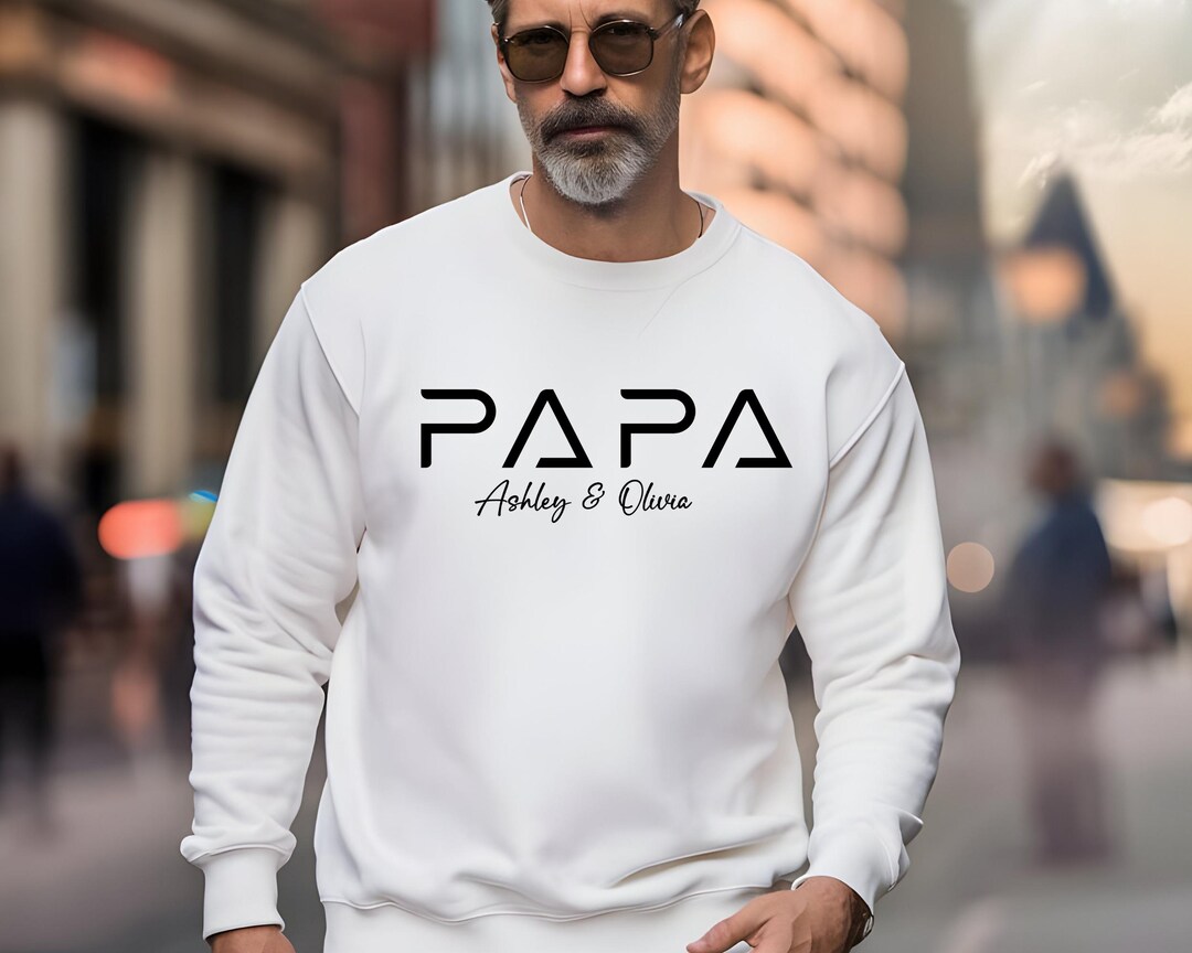 Custom Papa Sweatshirt With Kids Name, Custom Dad Sweatshirt, New ...