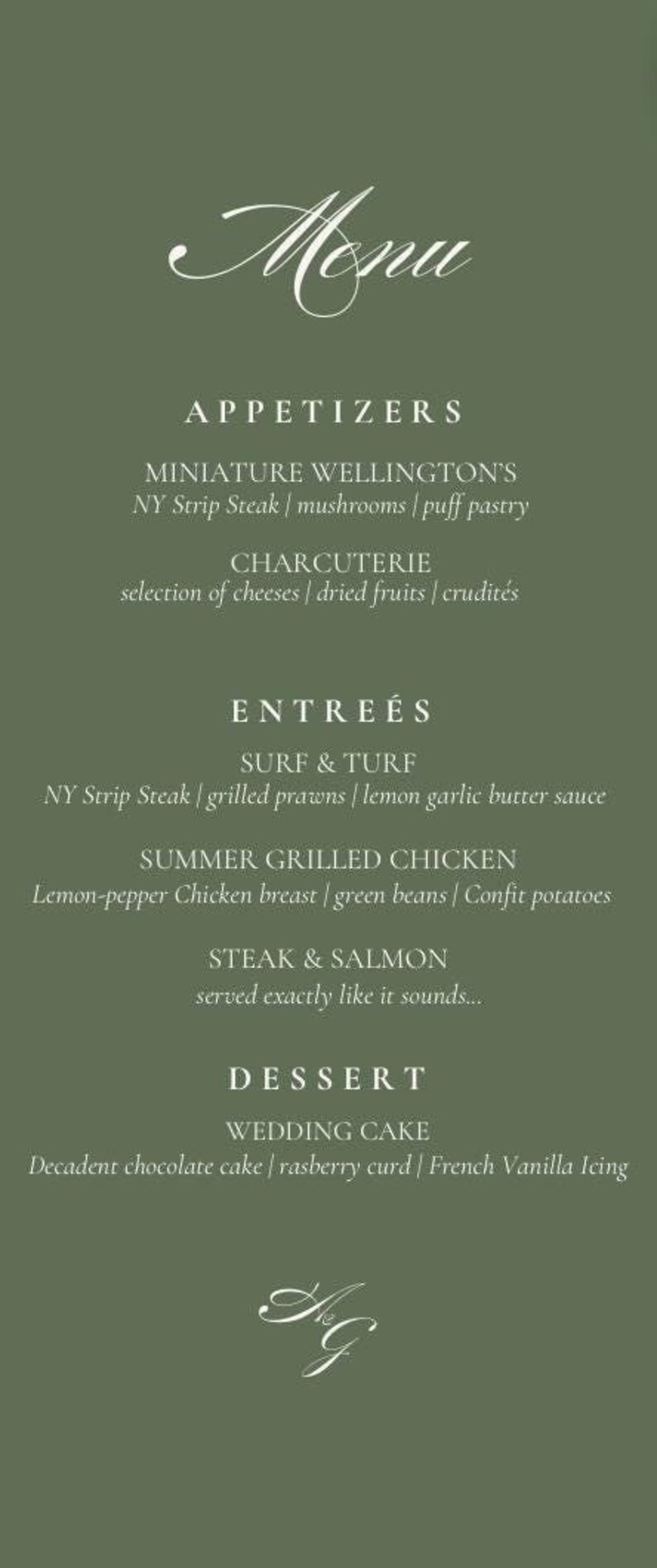 Sage Green Wedding Menu Templates - Pack of 3 Options - Etsy