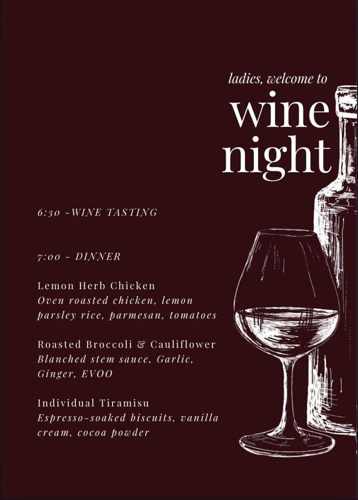 Wine Tasting Menu - Etsy