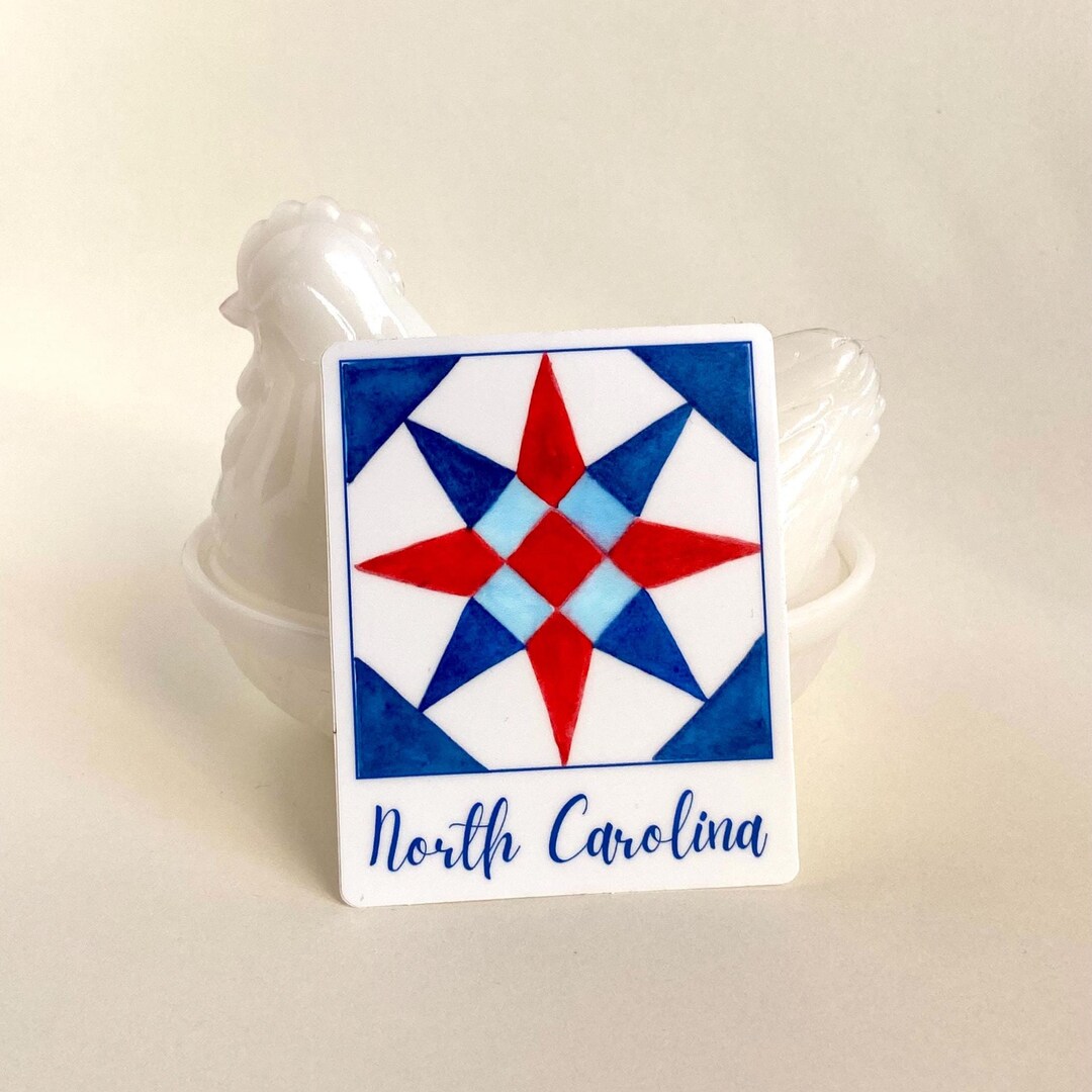 Old North State Watercolor Quilt Block Vinyl Sticker - Etsy