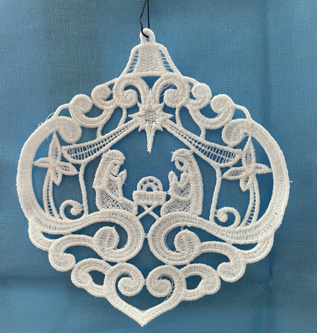 Lace Nativity Ornament: Bulb Shaped Manger Scene - Etsy