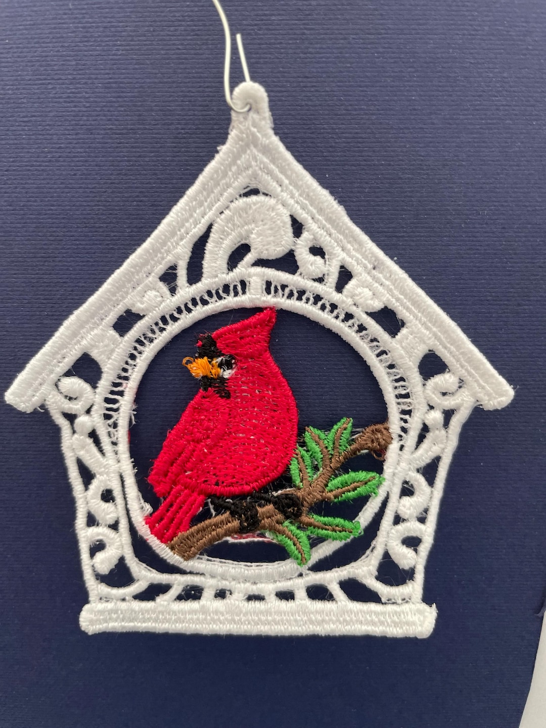 Cardinal Birdhouse Free Standing Lace Ornament, Handmade Cardinal House ...