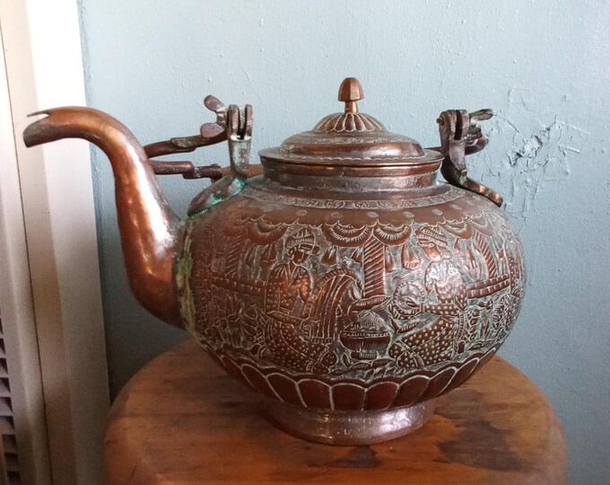 Late 19th Century Syrian Embossed Copper Tea Kettle - Etsy
