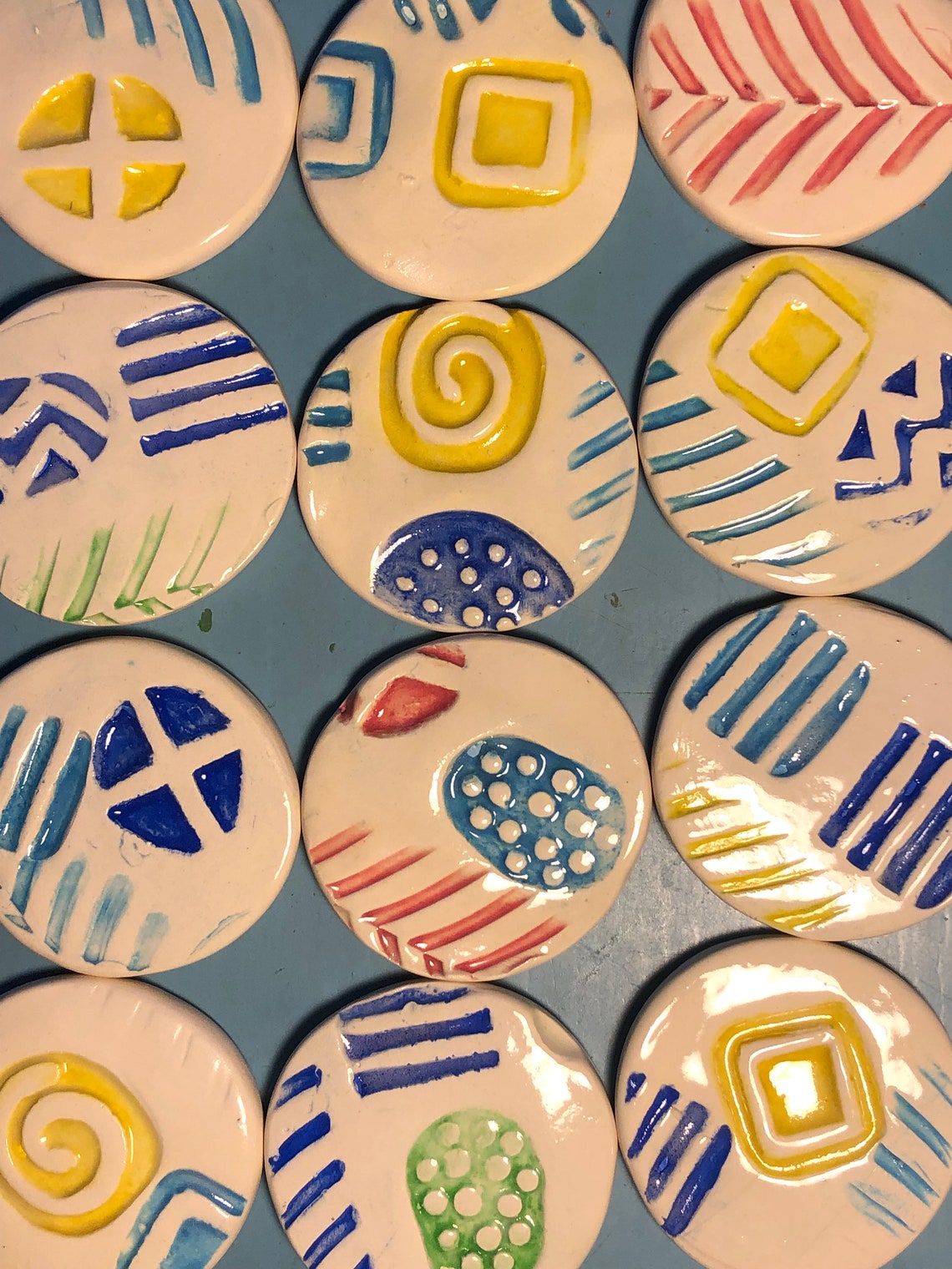 Eight Glazed Ceramic Paper Weights - Etsy