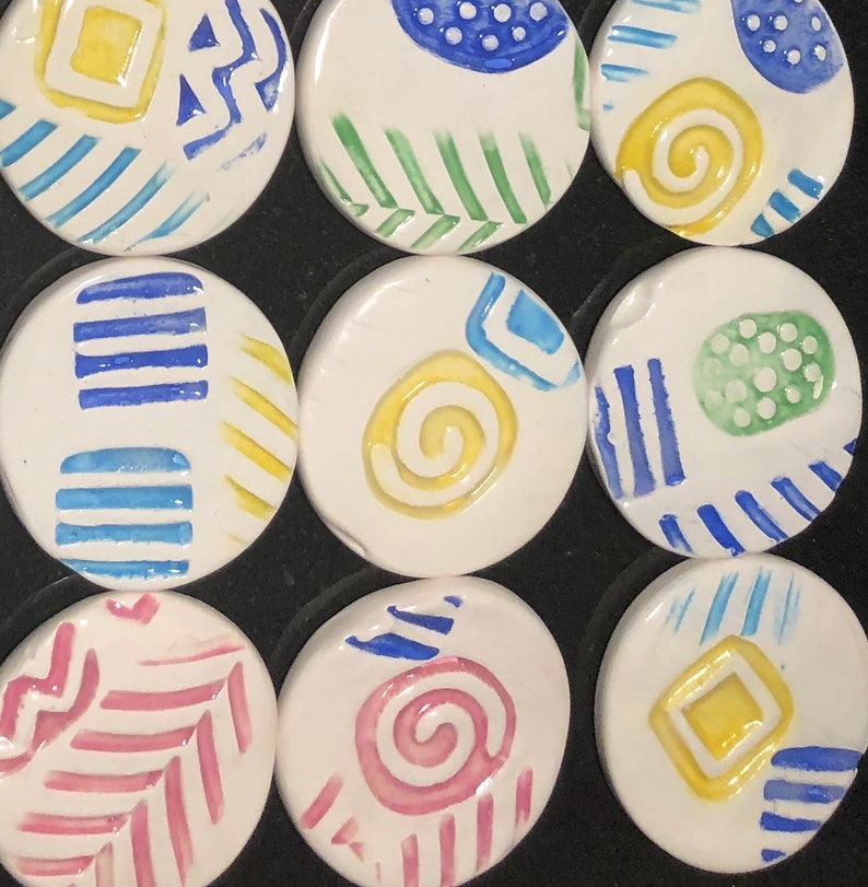 Eight Glazed Ceramic Paper Weights - Etsy