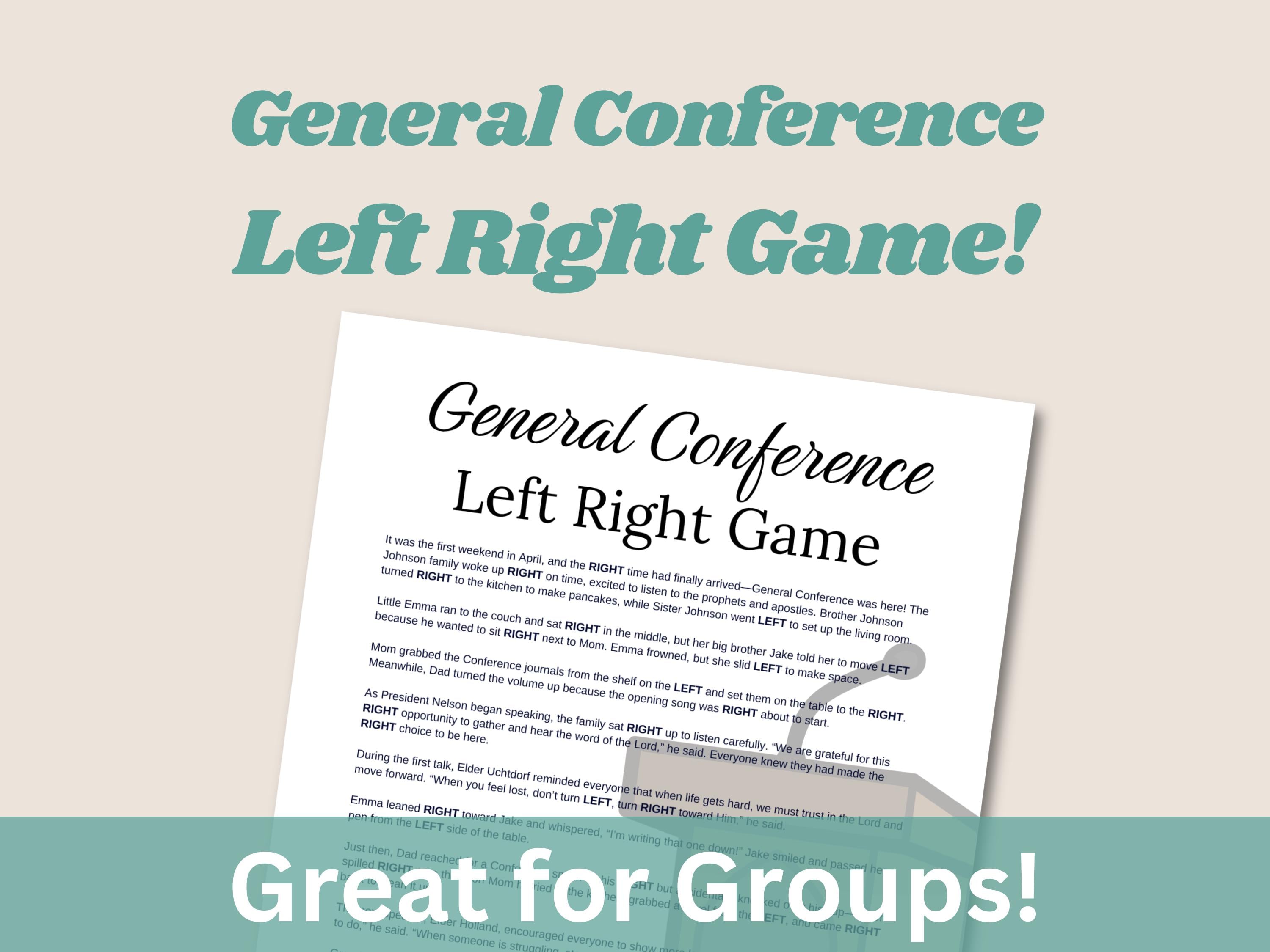 General Conference Left Right Game: Fun Family Activity (digital ...