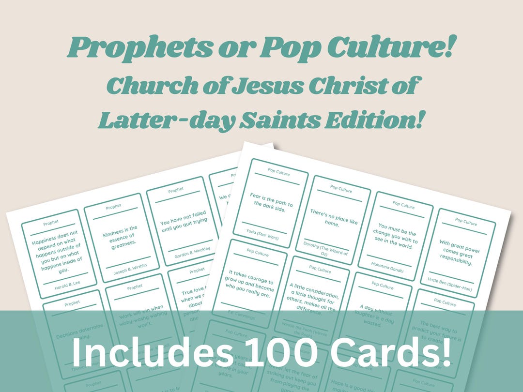 LDS Prophets or Pop Culture Game | Fun Questions for Seminary, Come ...