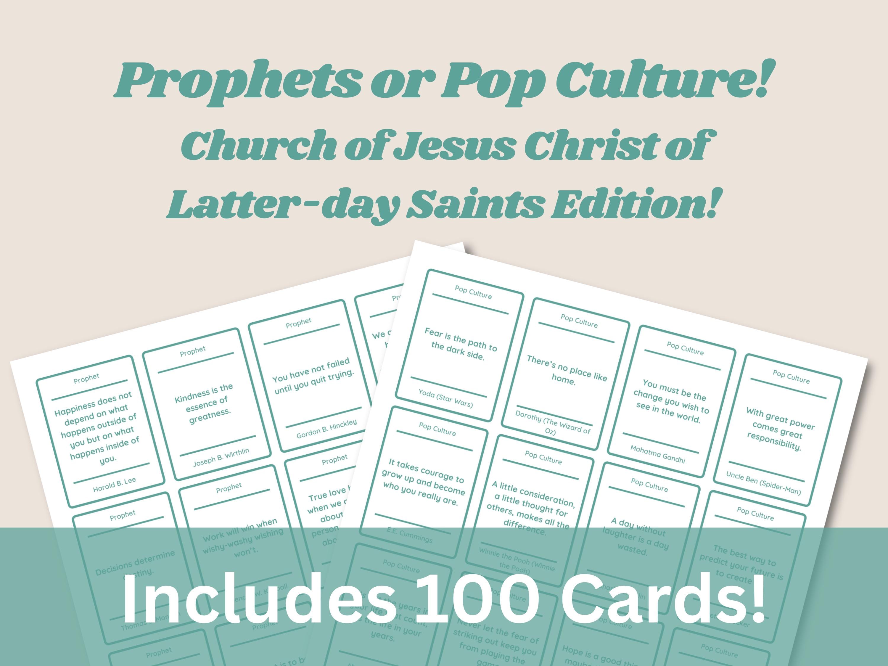 LDS Prophets or Pop Culture Game | Fun Questions for Seminary, Come ...