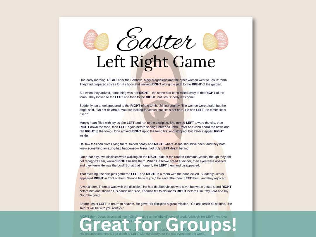 Easter Left Right Game: Christ-centered Easter Activity (digital ...