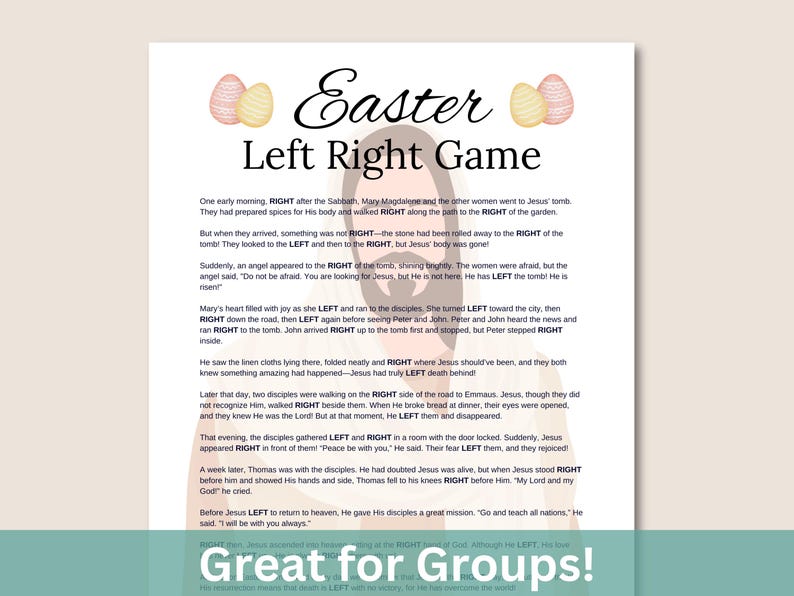 Easter Left Right Game: Christ-centered Easter Activity (digital ...