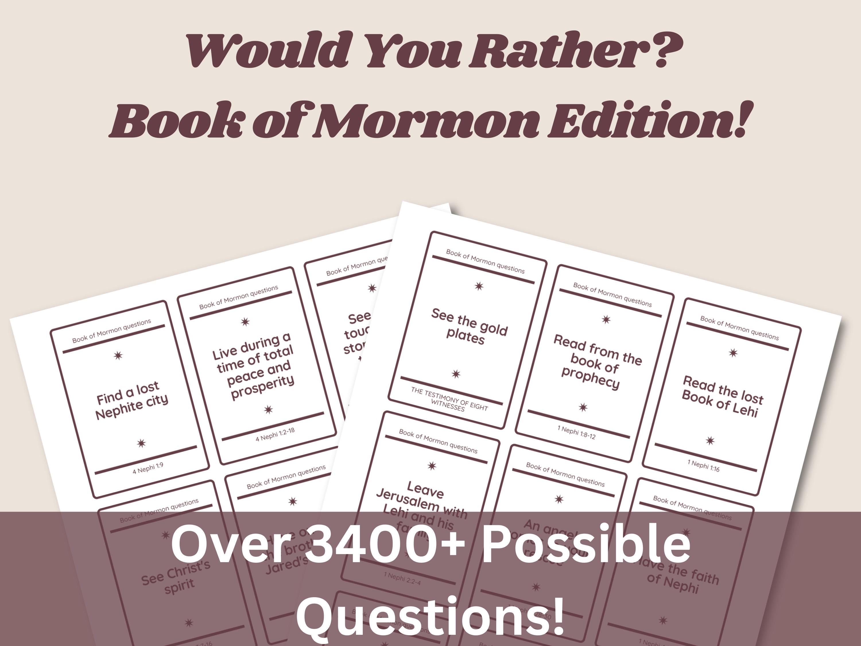 Book of Mormon "would You Rather" Game | This or That Questions for ...
