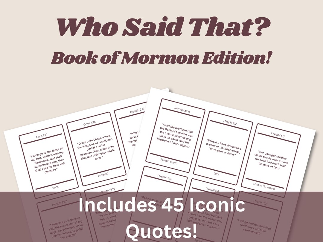 Who Said That? Book of Mormon Game | Trivia Questions for Kids & Adults ...