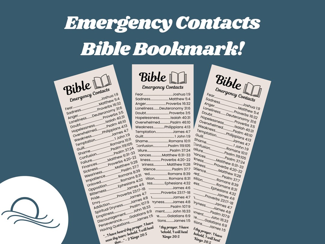 Bible Emergency Contacts Bookmark | Printable Digital Download | Old ...