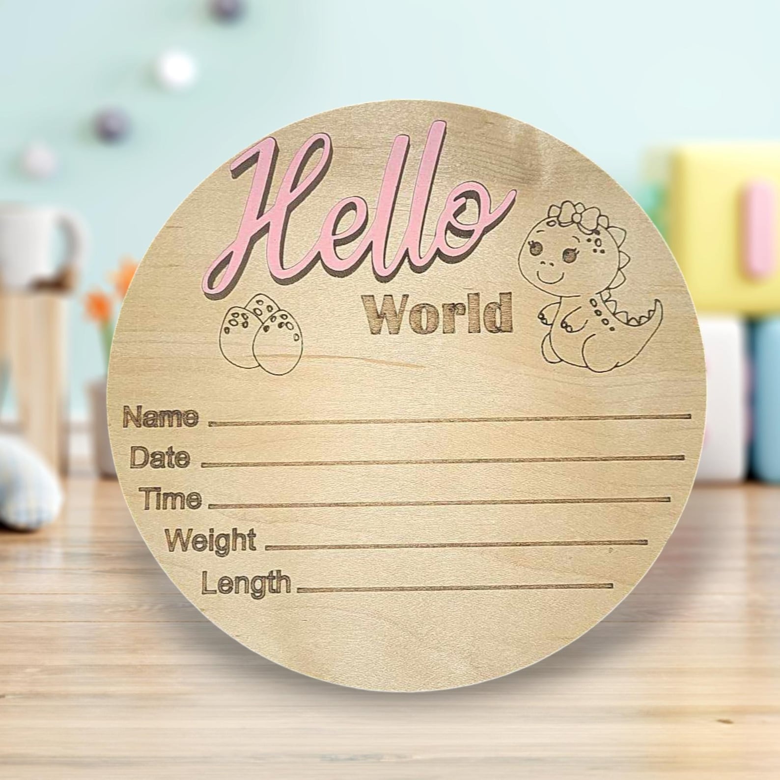 Personalized hello World Newborn Sign Customizable Birth Announcement ...