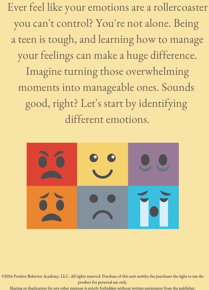 Emotional Regulation for Teens: Identifying Emotions - Etsy