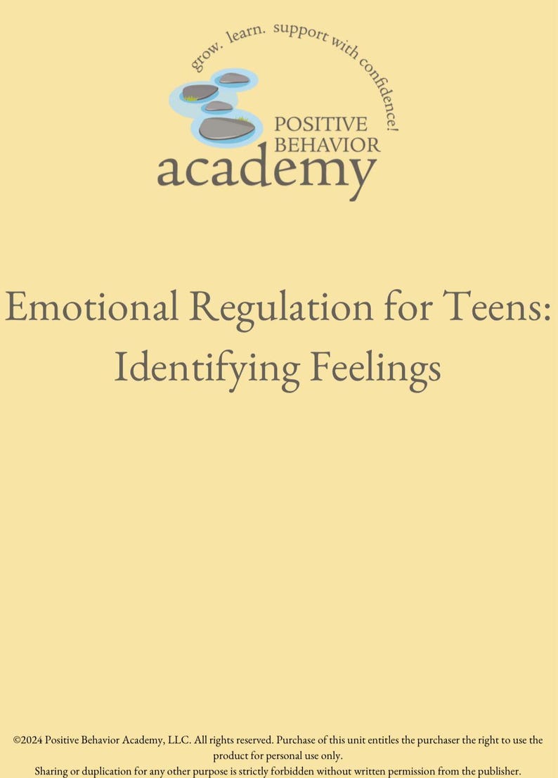 Emotional Regulation for Teens: Identifying Emotions - Etsy