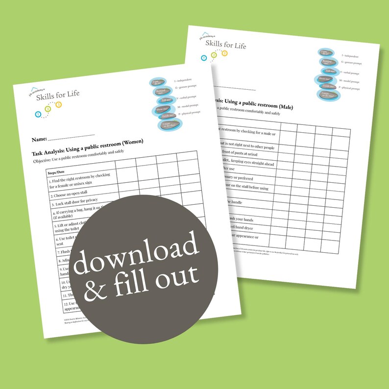 Public Restroom Task Analysis Bundle: ABA Teaching (PDF) - Etsy